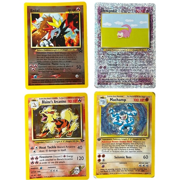 Pokemon | Games | 4 Holographic Pokmon Cards Slowpoke Entei Machamp ...